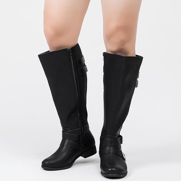 Luoika Shoes Womens Extra Wide Calf Knee High Boots Block Heel Round Toe Boots Poshmark